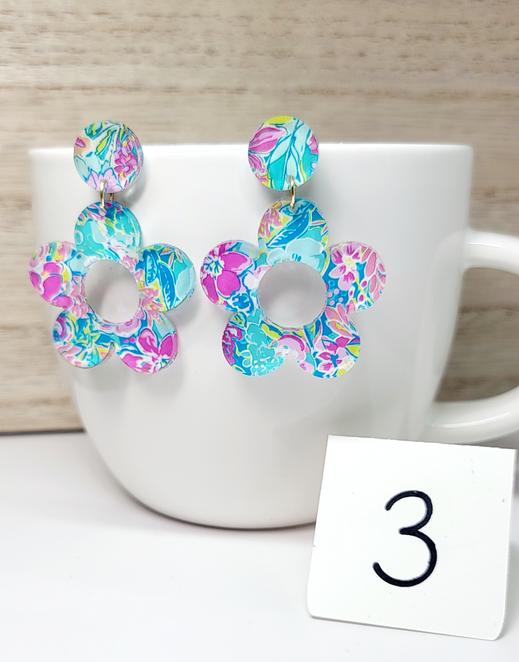 Acrylic Multi-Color Flower Earrings - Monarch Jewelry