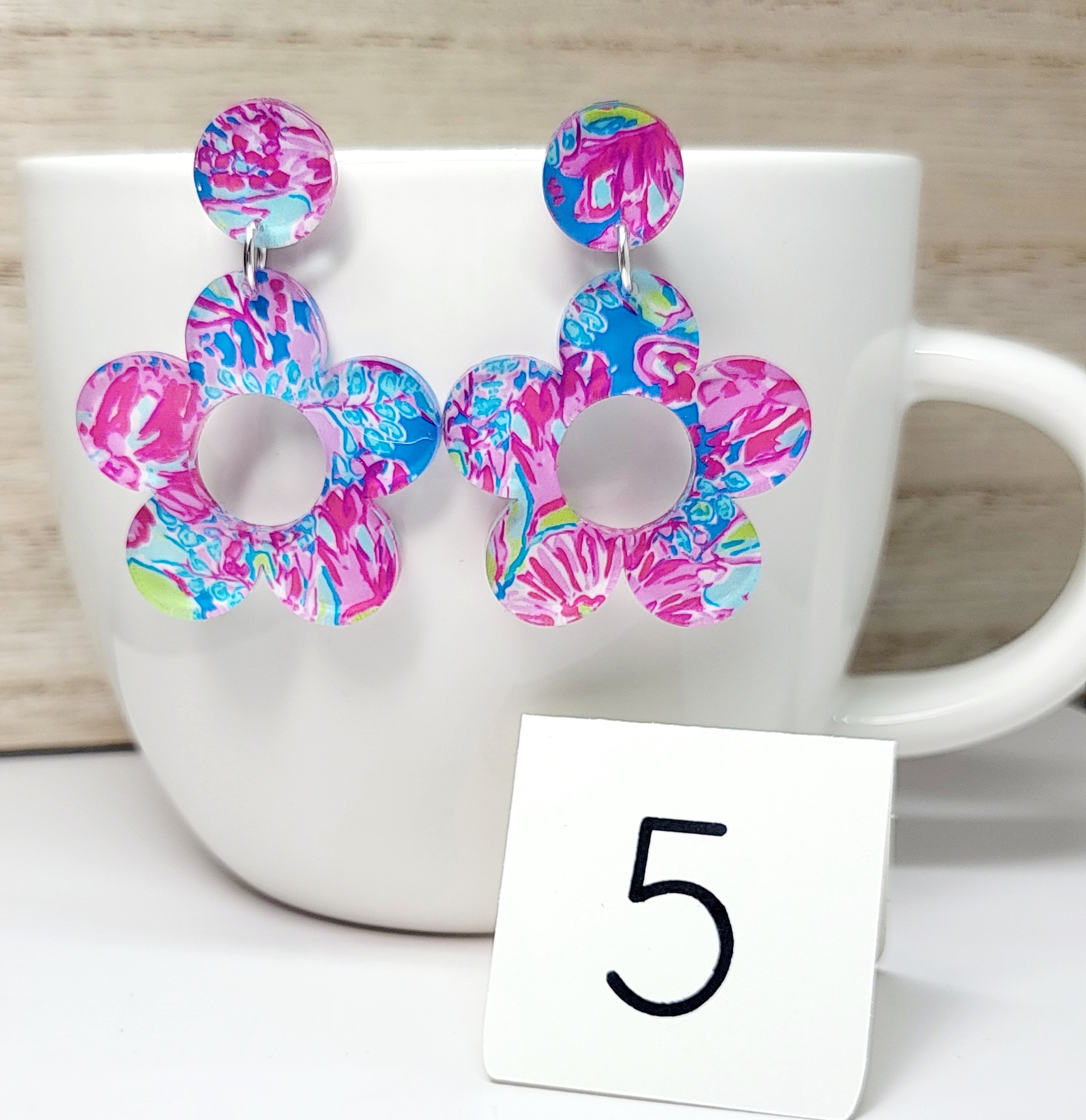 Acrylic Multi-Color Flower Earrings - Monarch Jewelry