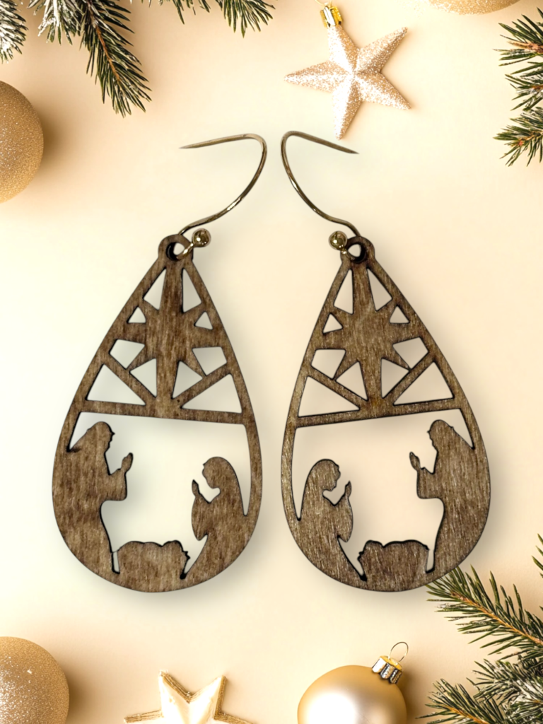 Wooden Nativity Earrings - Monarch Jewelry